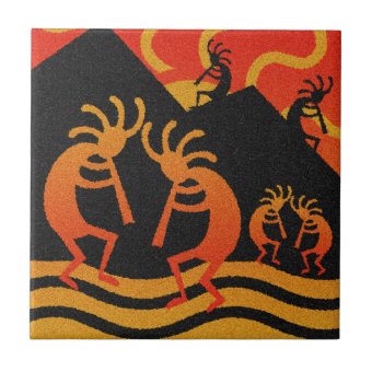 Kokopelli Desert Sunset Southwest Ceramic Tile | Zazzle