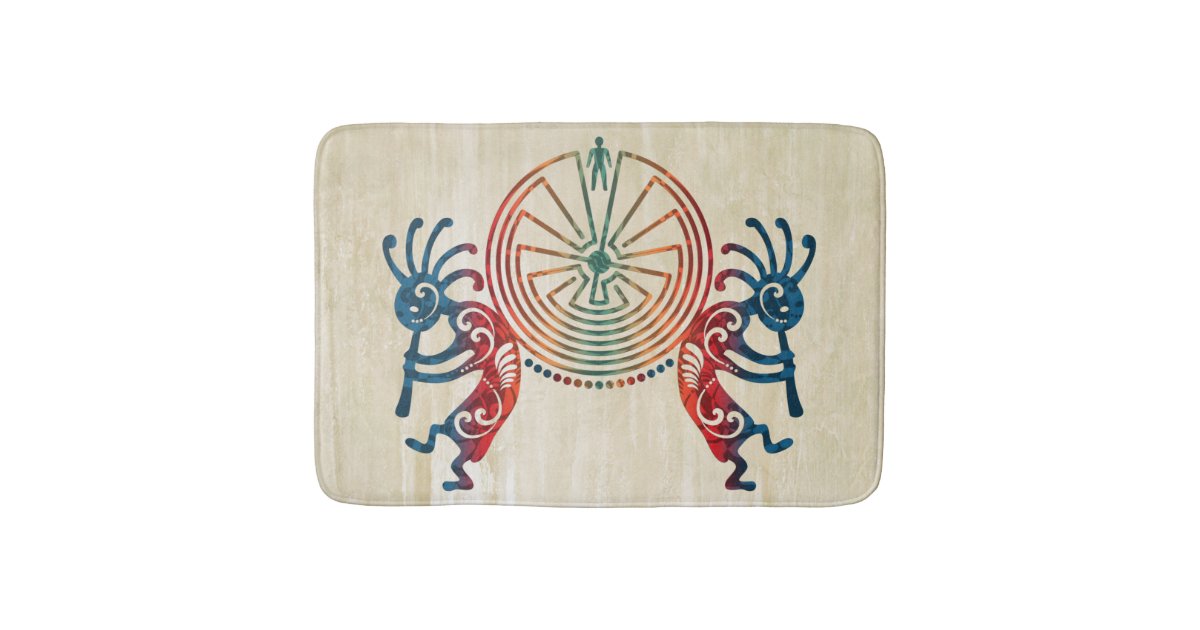 KOKOPELLI / MAN IN THE MAZE colored + your ideas Bath Mat | Zazzle