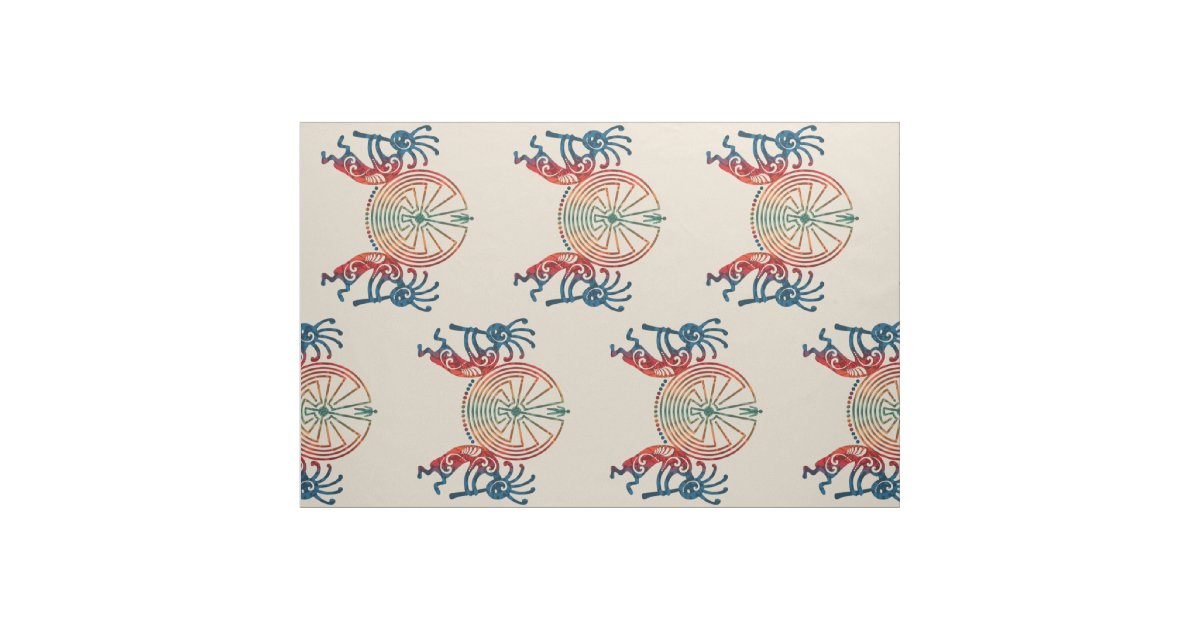 KOKOPELLI / MAN IN THE MAZE colored + your ideas Fabric | Zazzle