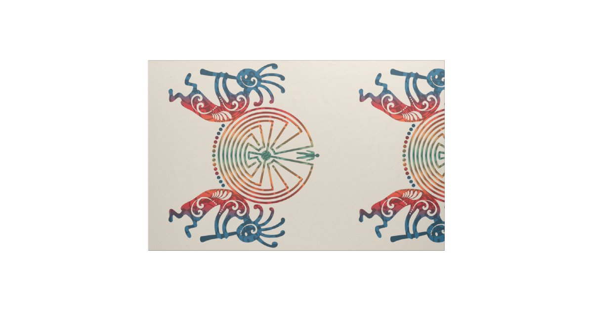 KOKOPELLI / MAN IN THE MAZE colored + your ideas Fabric | Zazzle