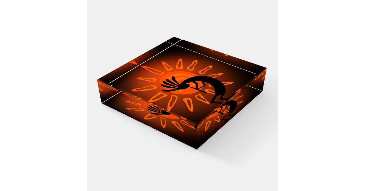 Kokopelli Sun Bronzed Sunset Paperweight | Zazzle