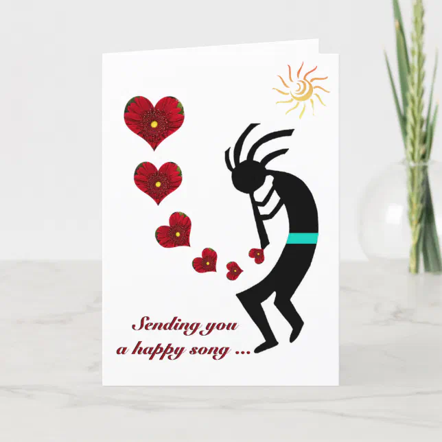Kokopelli Valentine Native American Flute Holiday Card | Zazzle