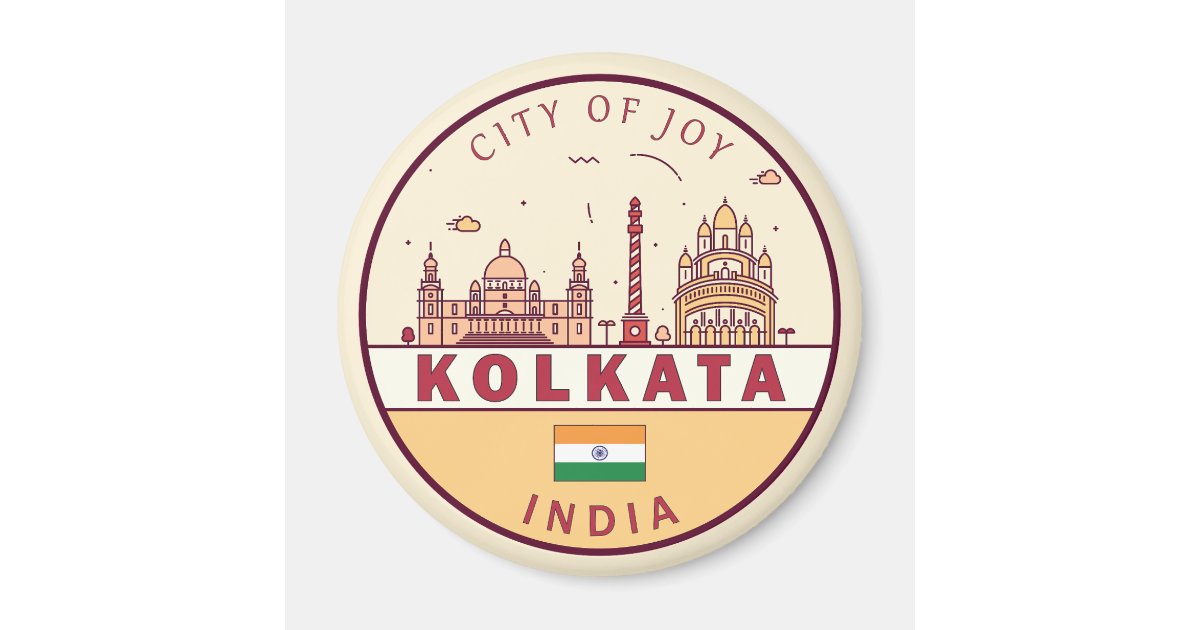 Kolkata India City Skyline Emblem Magnet | Zazzle