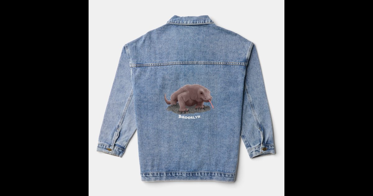 Komodo dragon illustration denim jacket | Zazzle