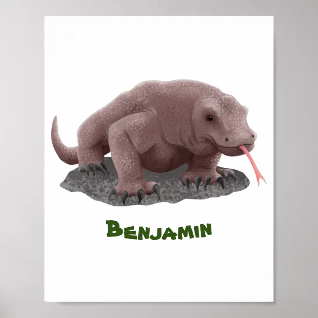 Komodo dragon illustration poster | Zazzle