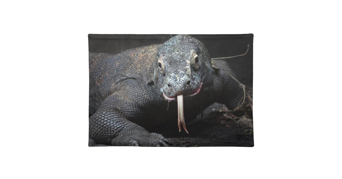 komodo dragon tongue out drooling cloth placemat | Zazzle