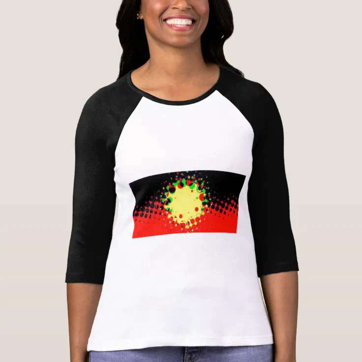Koori flag and QOS logo T-Shirt | Zazzle