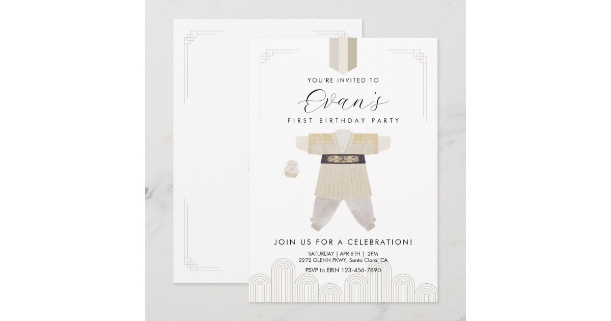 Korean Dol First Birthday Hanbok Invitation | Zazzle