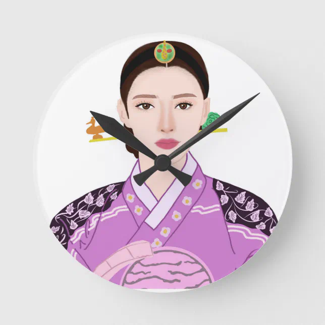 korean girl clock | Zazzle