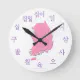 Korean Hangul Clock with Map - Purple and Pink | Zazzle