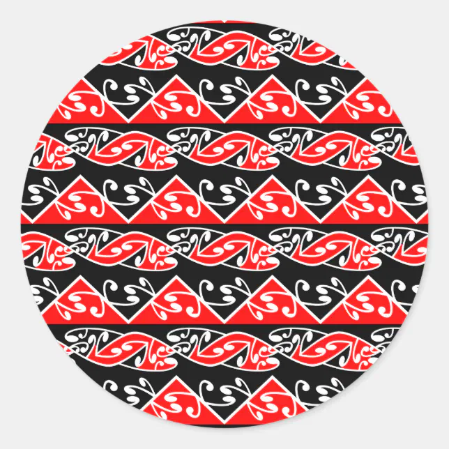 Kowhaiwhai Traditional Maori Koru Pattern Classic Round Sticker | Zazzle