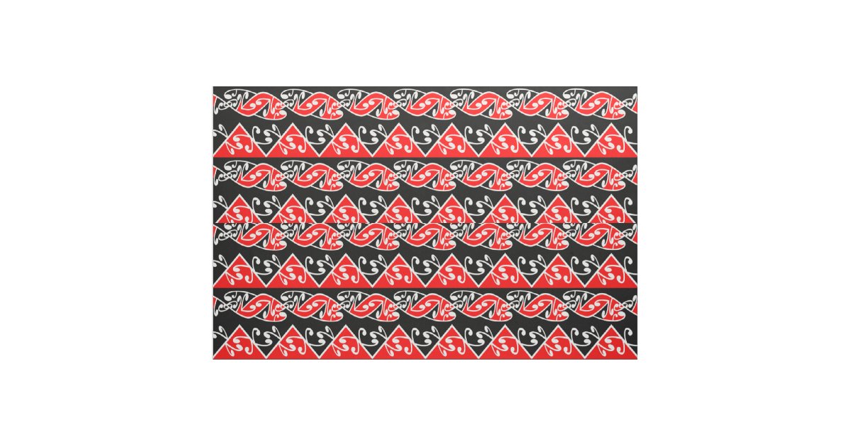 Kowhaiwhai Traditional Maori Koru Pattern Fabric | Zazzle