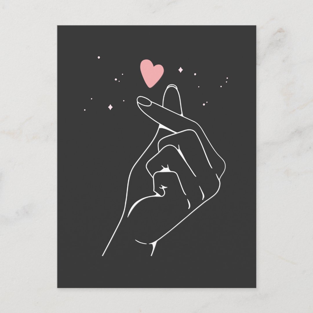 Kpop Drama Korean Finger Heart Saranghae Postcard | Zazzle