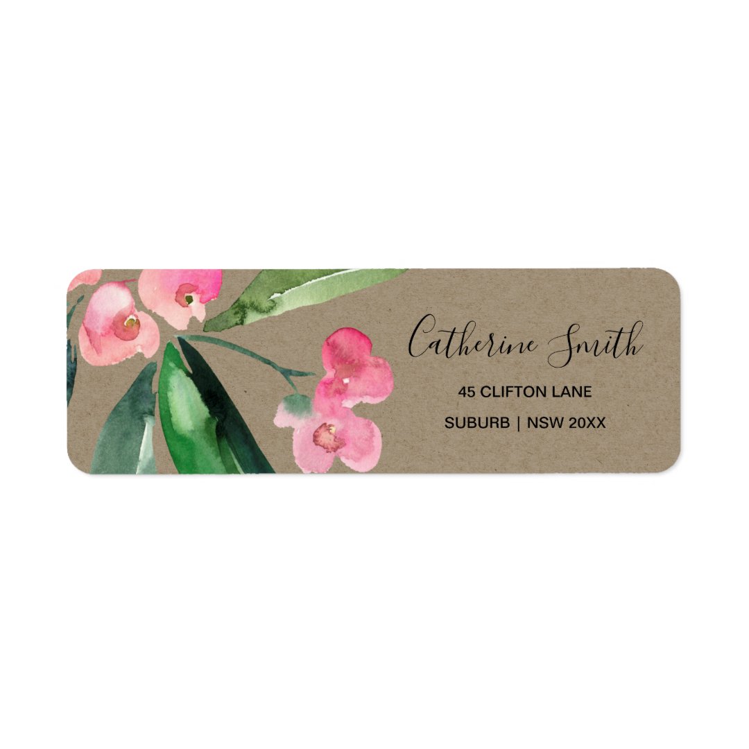 KRAFT BOHO PINK CHRIST THORN CACTI BLOOM ADDRESS LABEL | Zazzle