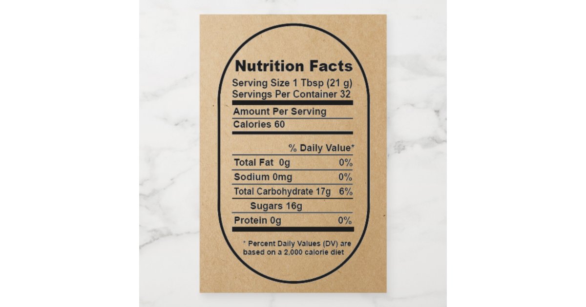 Kraft Bold Pint Honey Jar Nutrition Facts Label | Zazzle