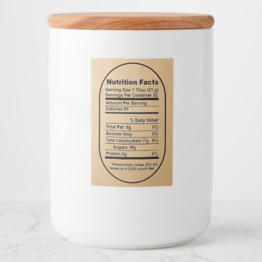 Kraft Bold Pint Honey Jar Nutrition Facts Label | Zazzle