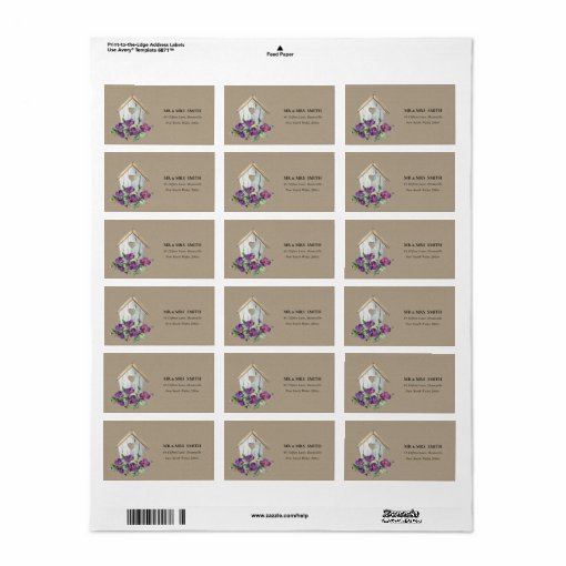 KRAFT COUNTRY RUSTIC FLORAL BIRD HOUSE ADDRESS LABEL | Zazzle