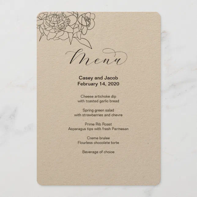 Kraft Earth Tone Paper Menu Rustic | Zazzle