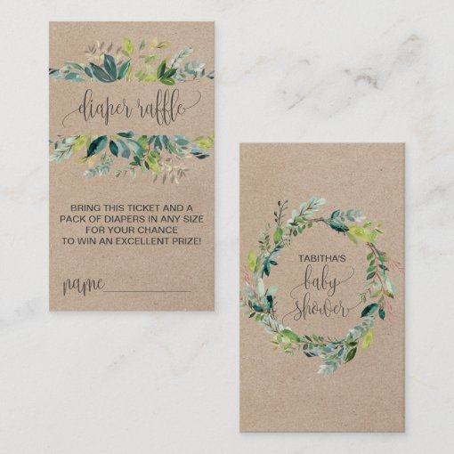 Kraft Foliage Diaper Raffle Invitation Insert | Zazzle