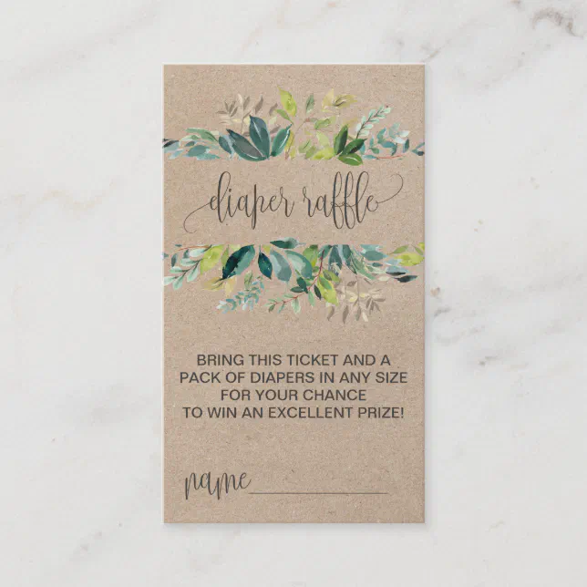 Kraft Foliage Diaper Raffle Invitation Insert | Zazzle