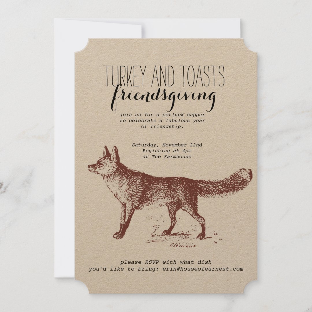 Kraft Fox Friendsgiving Invitation | Zazzle