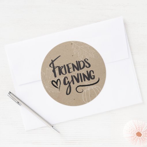 Kraft Friendsgiving Dinner Party Classic Round Sticker | Zazzle