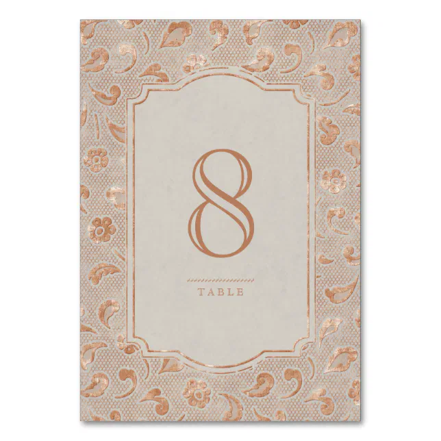 Kraft gold Lace rustic country wedding table card | Zazzle