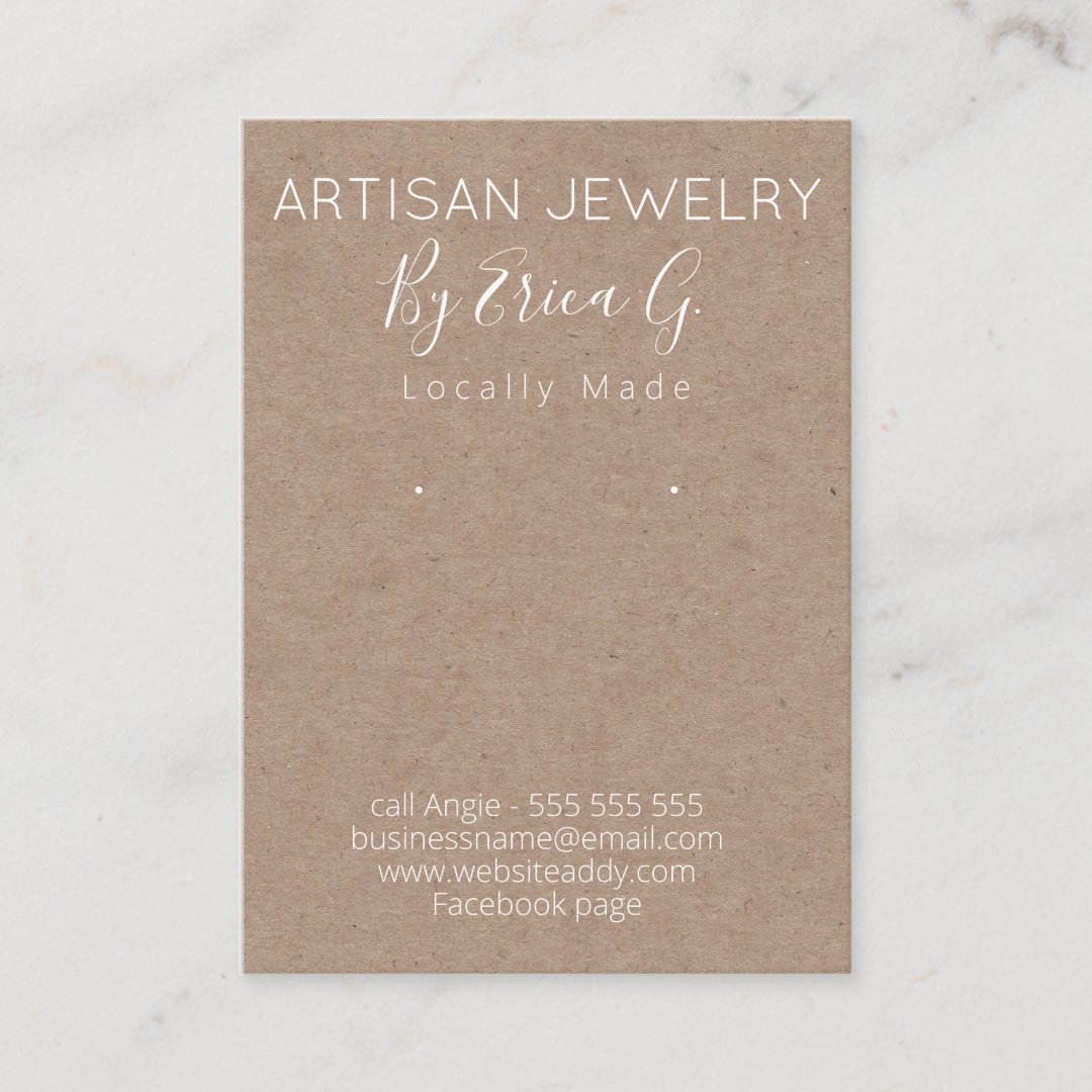 Kraft Handmade Earrings Jewelry Display Card | Zazzle