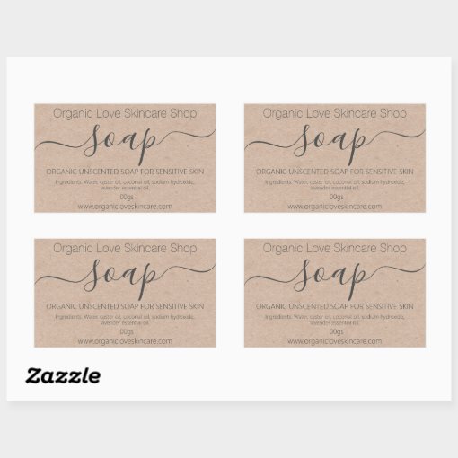 Kraft Handmade Soap Rectangular Sticker | Zazzle