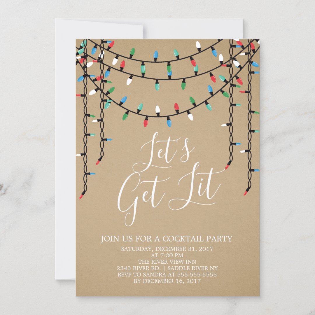 Kraft Holiday Let's Get Lit Party Invitation | Zazzle