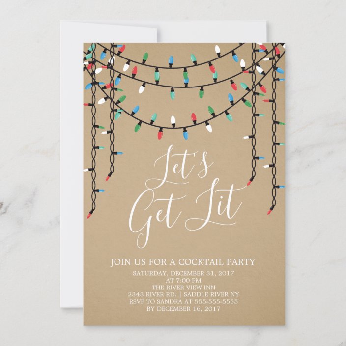 Kraft Holiday Let's Get Lit Party Invitation | Zazzle.com