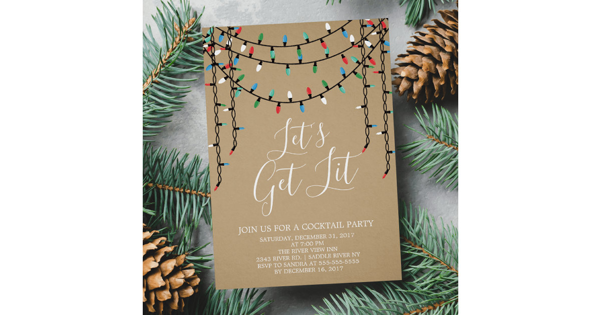 Kraft Holiday Let's Get Lit Party Invitation | Zazzle