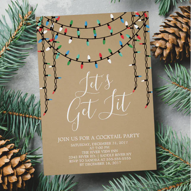 Kraft Holiday Let's Get Lit Party Invitation | Zazzle