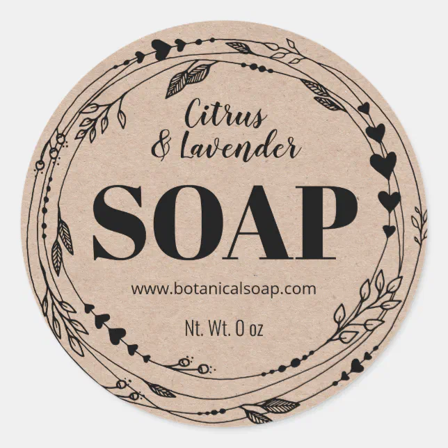 Kraft Homemade Floral Soap Labels | Zazzle