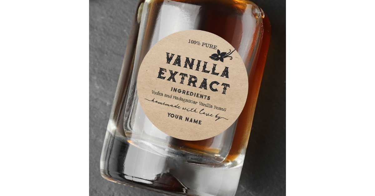 Kraft Homemade Vanilla Extract Round label | Zazzle