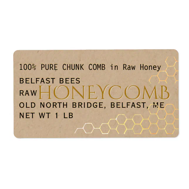 Kraft Honeycomb Label Gold Honey | Zazzle