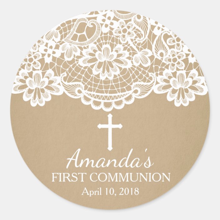 Kraft Lace First Holy Communion Sticker | Zazzle.com