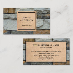 Kraft Masonry Construction Stone Wall Stoneworks Business Card | Zazzle