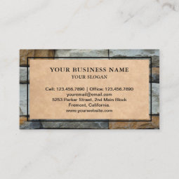 Kraft Masonry Construction Stone Wall Stoneworks Business Card | Zazzle