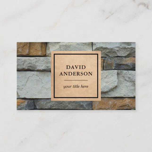 Kraft Masonry Construction Stone Wall Stoneworks Business Card | Zazzle