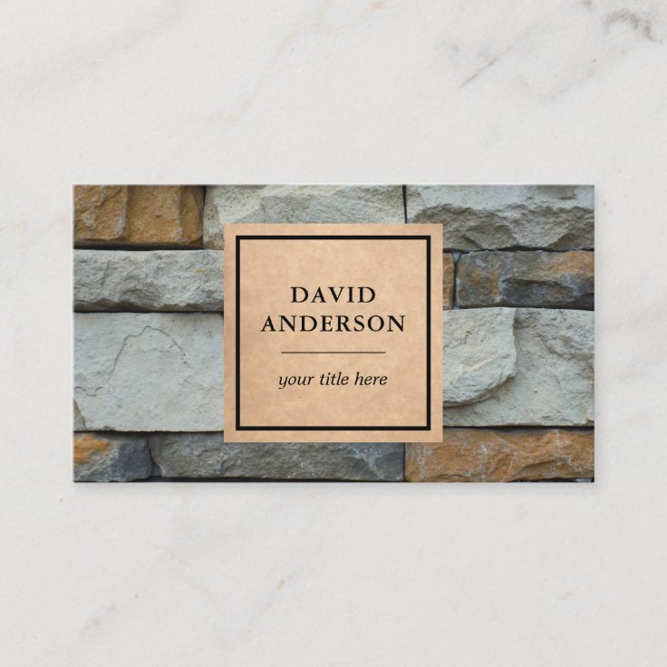 Kraft Masonry Construction Stone Wall Stoneworks Business Card | Zazzle