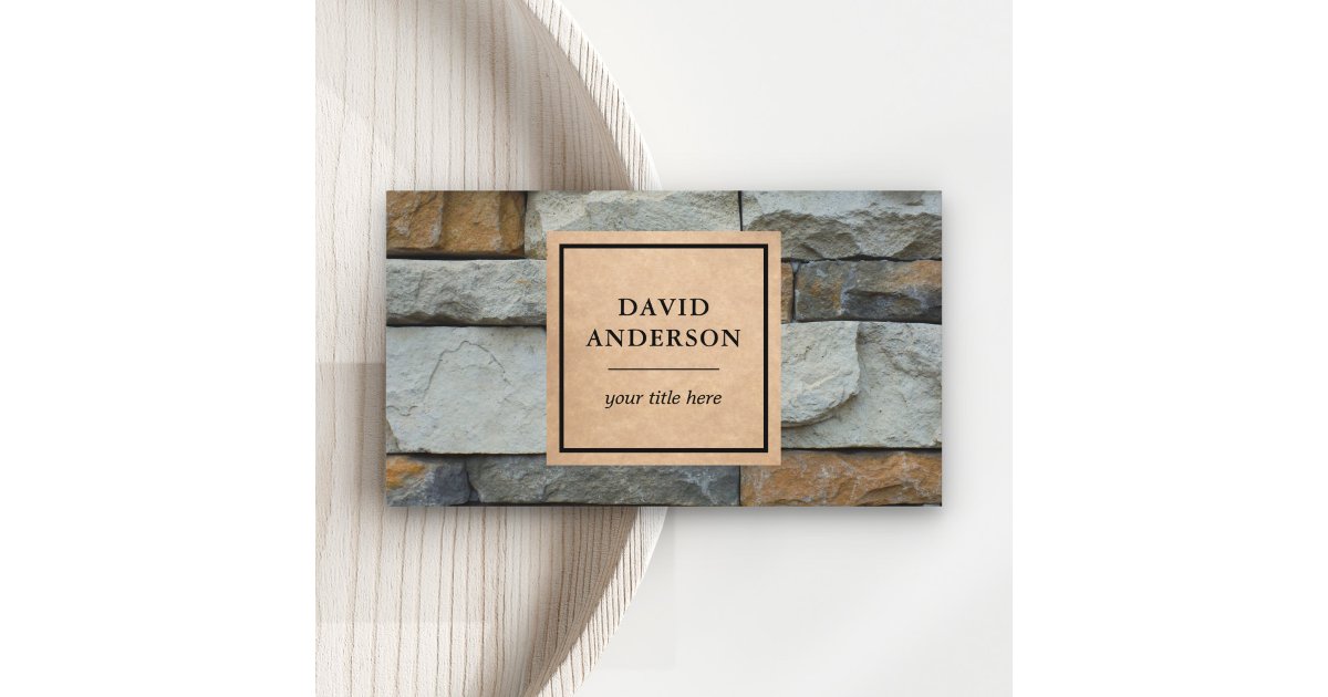 Kraft Masonry Construction Stone Wall Stoneworks Business Card | Zazzle