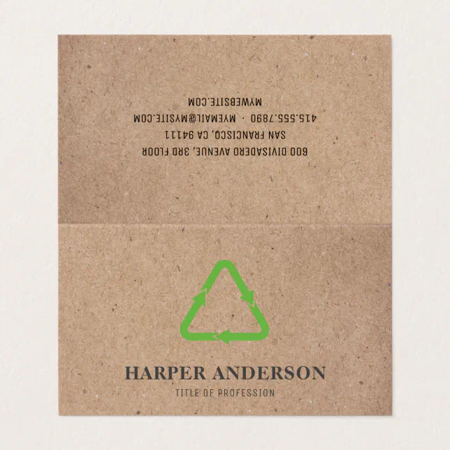 Kraft Modern Green Eco Recycle Professional Business Card | Zazzle