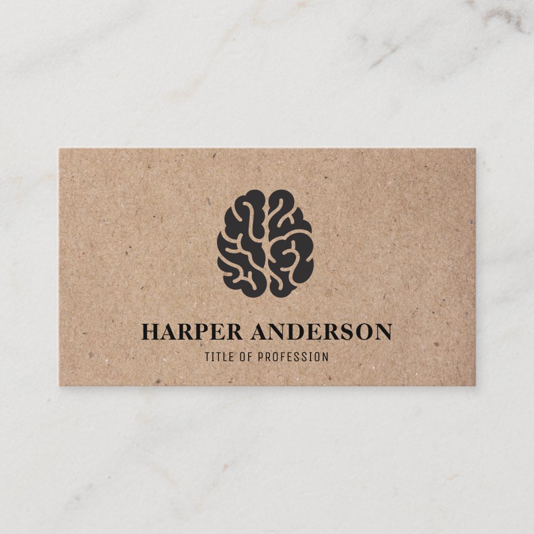Kraft Modern Minimal Human Brain Professional Logo Business Card | Zazzle