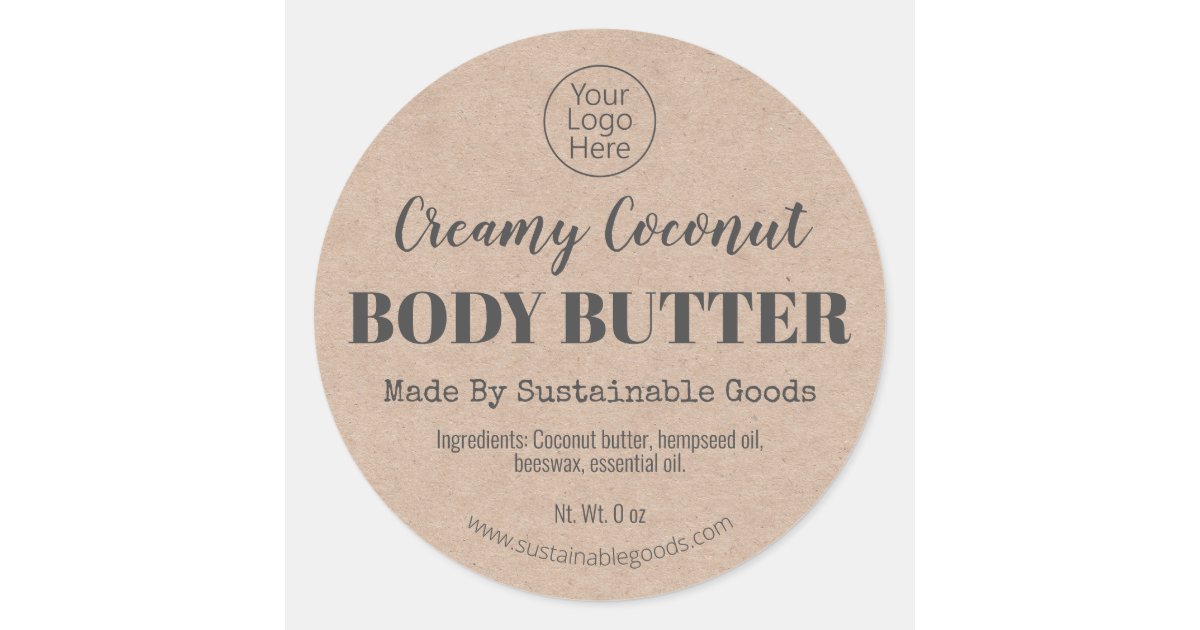 Kraft Organic Handmade Body Butter Logo Labels | Zazzle