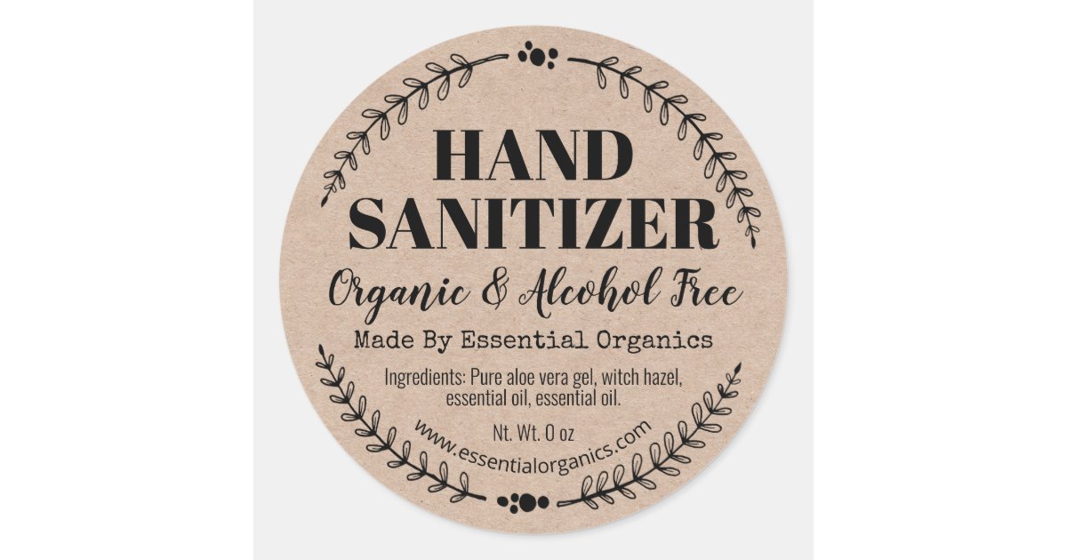 Kraft Organic Handmade Hand Sanitizer Labels | Zazzle