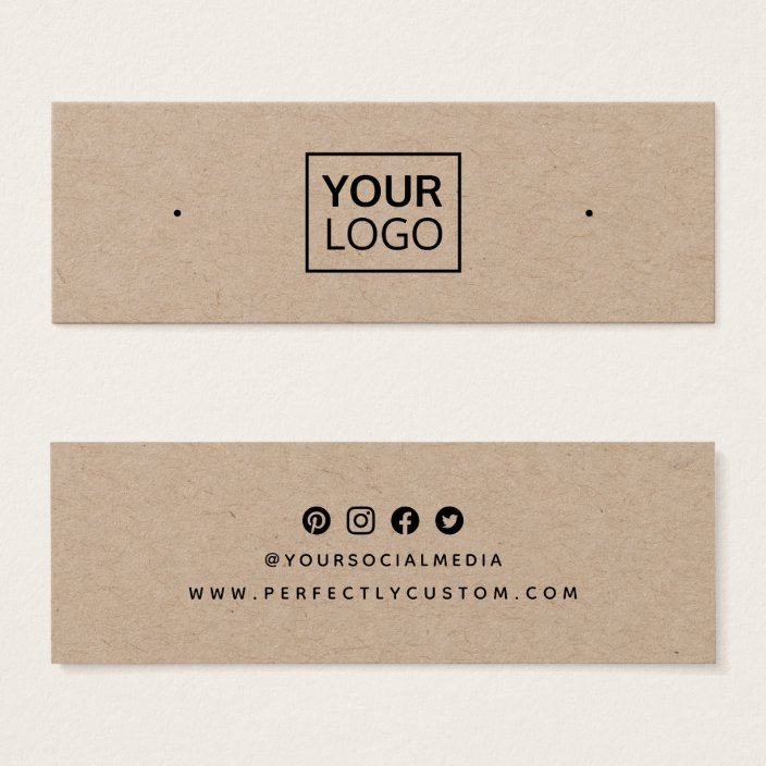 Kraft paper add logo stud earring display card | Zazzle.com