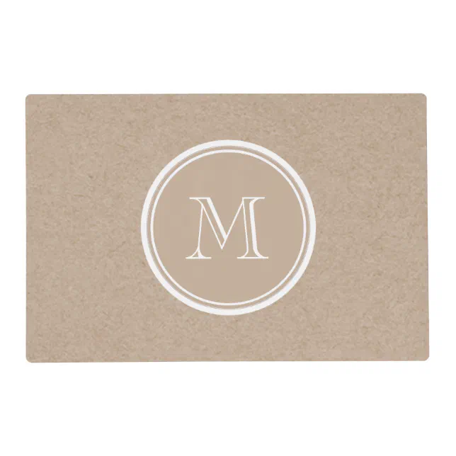 Kraft Paper Background Monogram Placemat | Zazzle