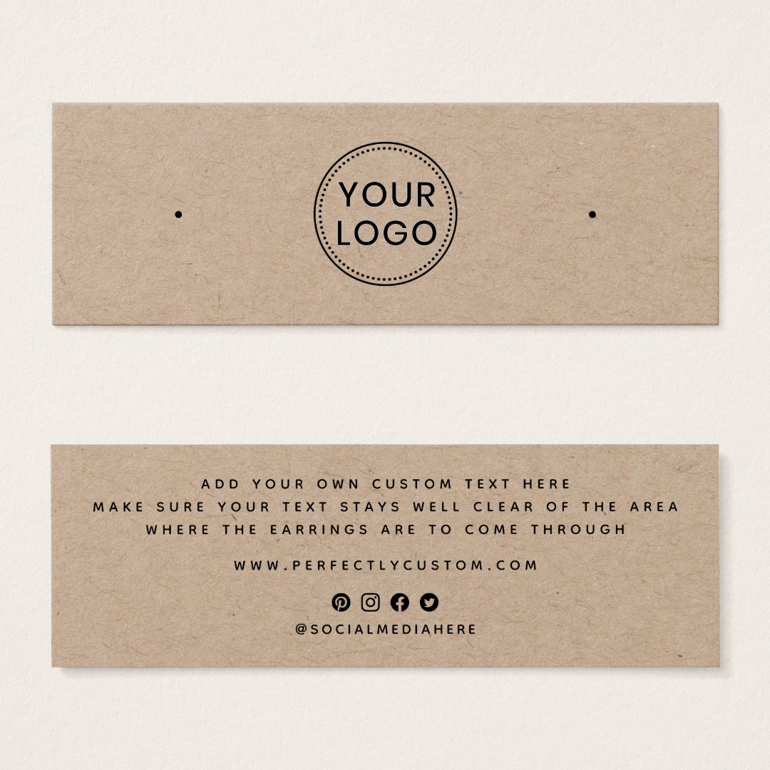 Kraft paper custom logo stud earring display card | Zazzle