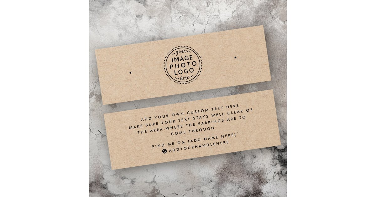 Kraft paper custom logo stud earring display card | Zazzle